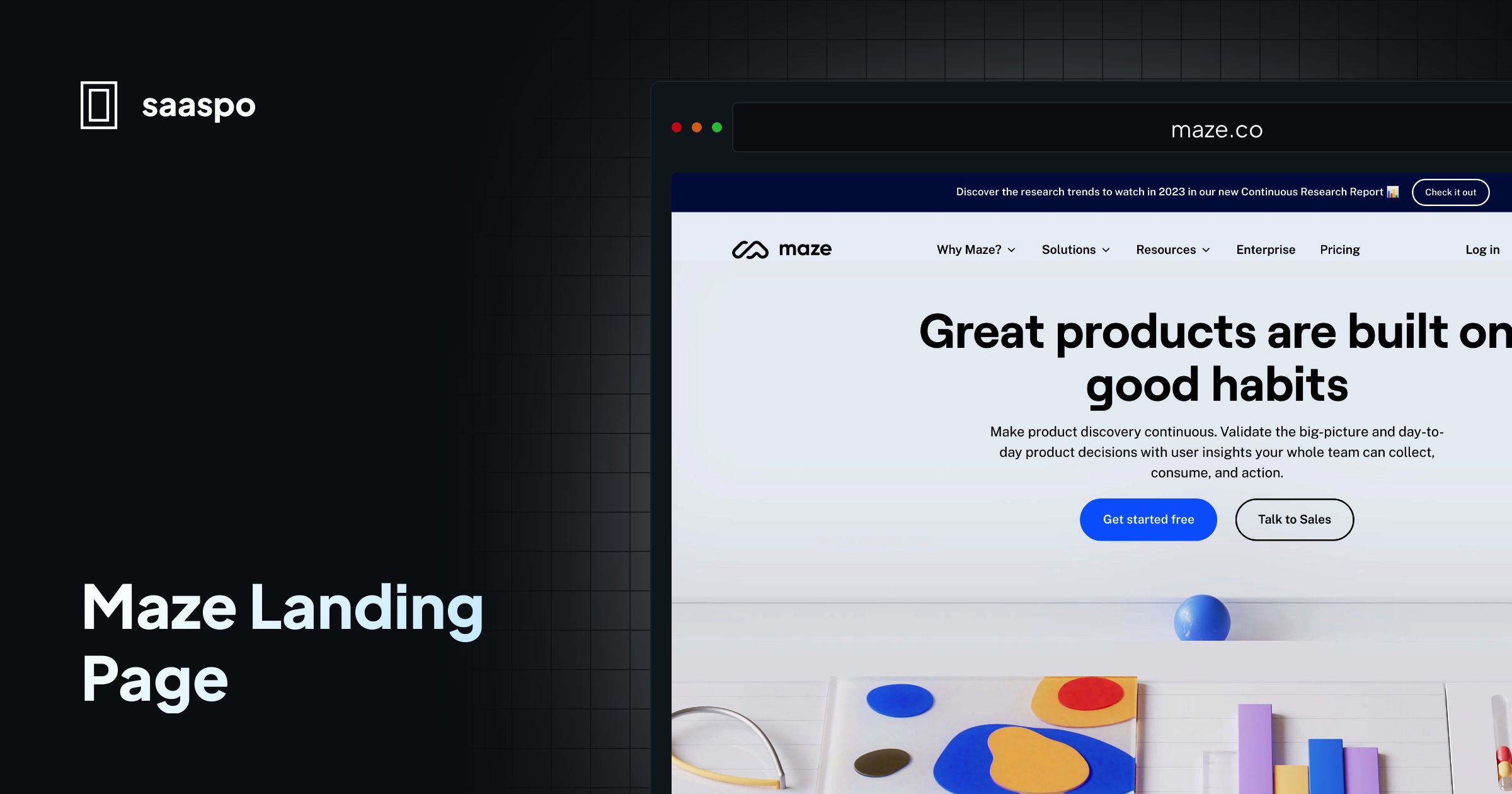 Saaspo | Maze Landing Page