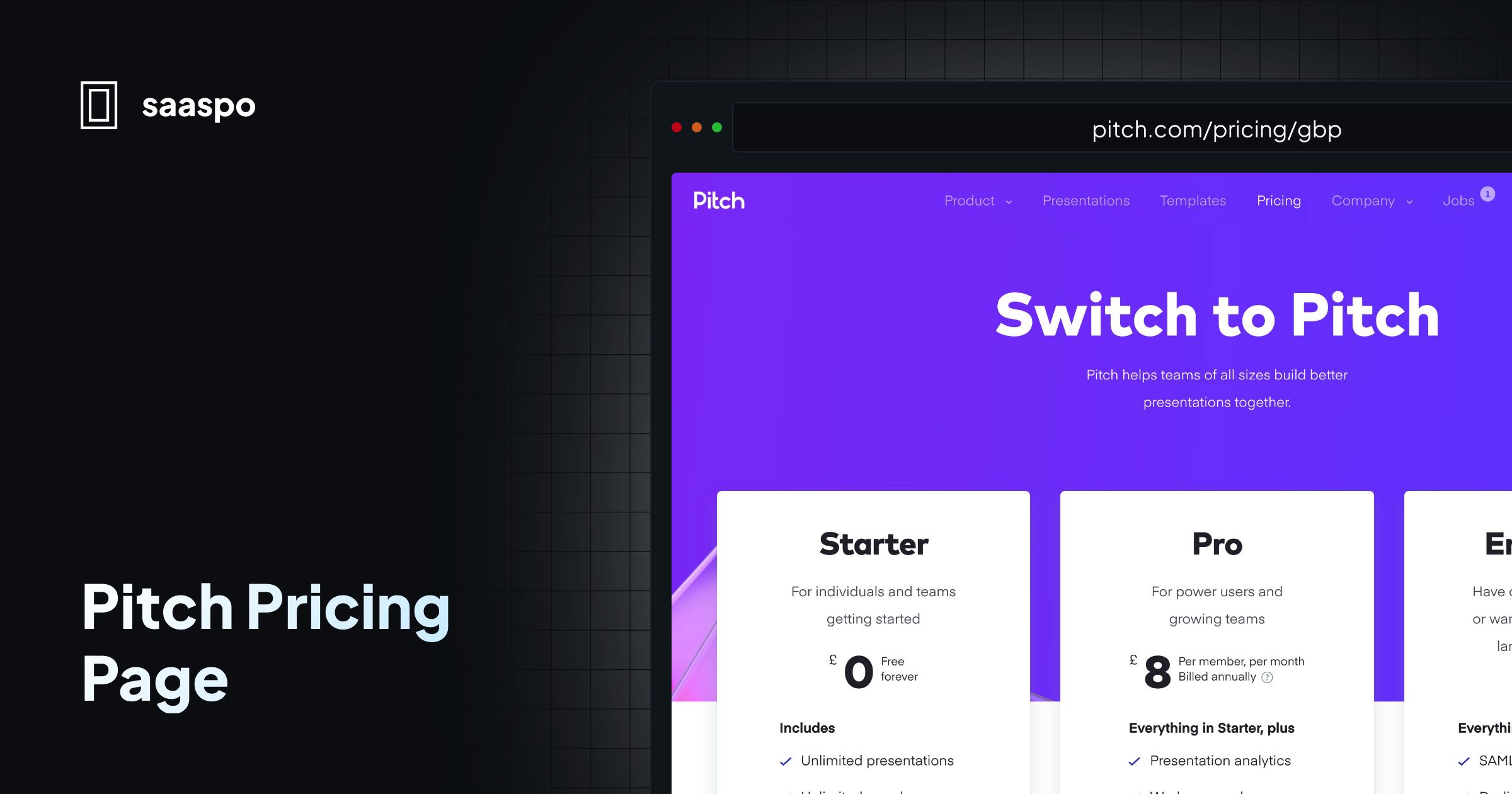 Saaspo | Pitch Pricing Page