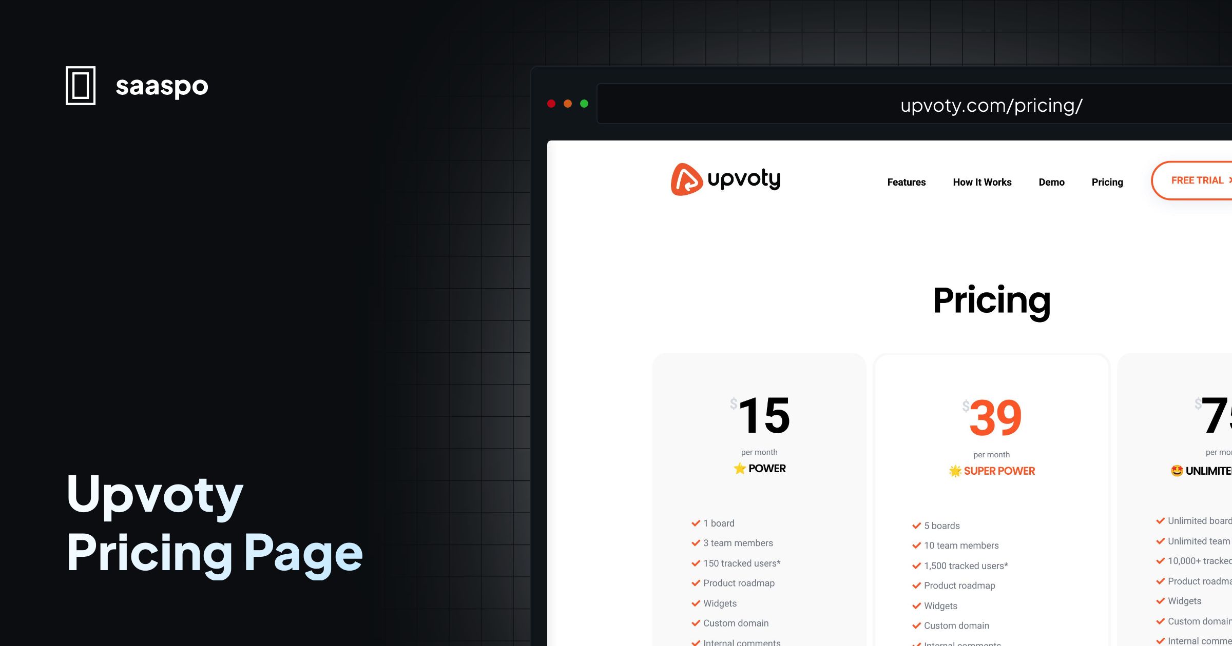 Saaspo | Upvoty Pricing Page