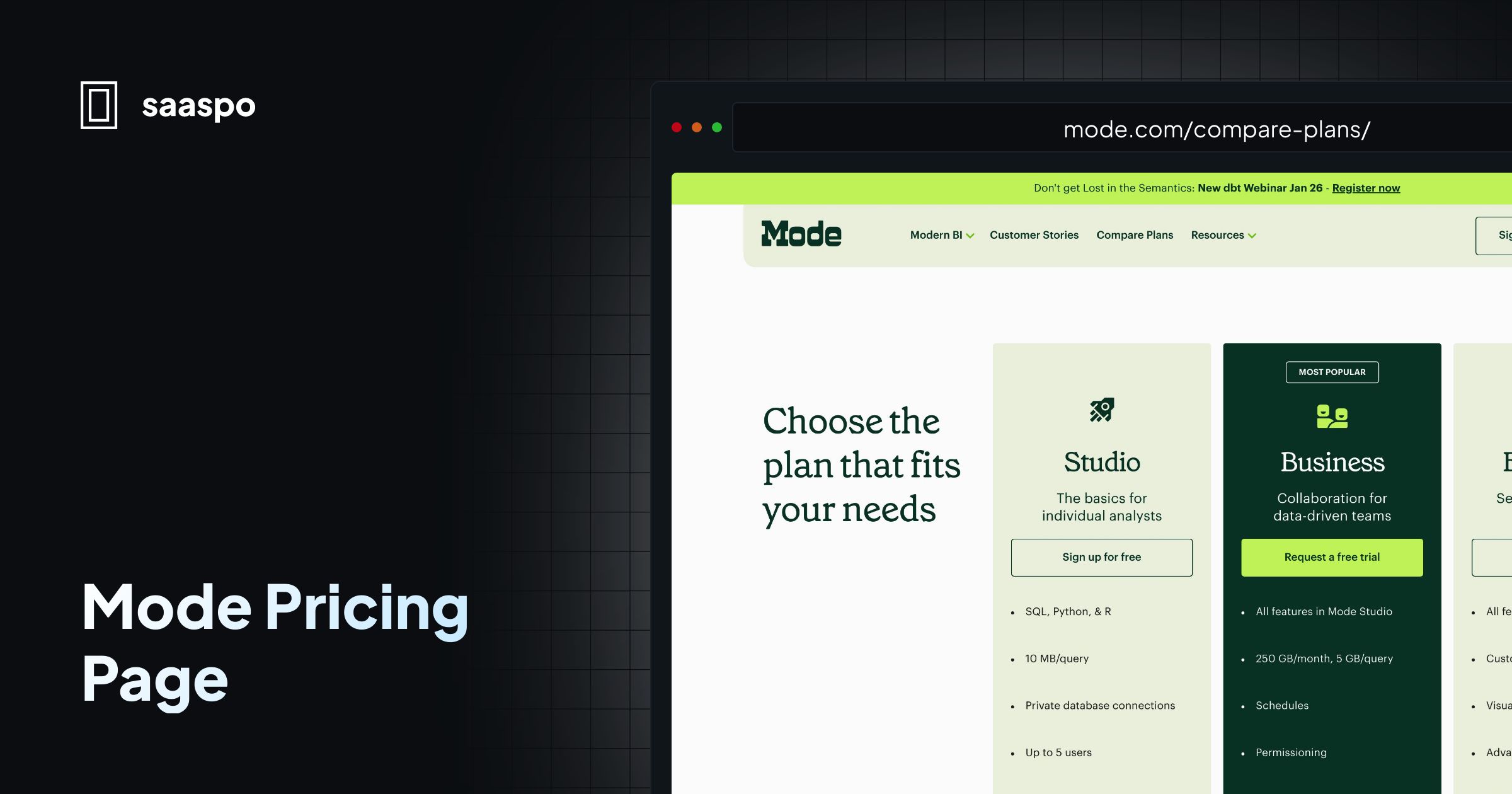 Saaspo | Mode Pricing Page