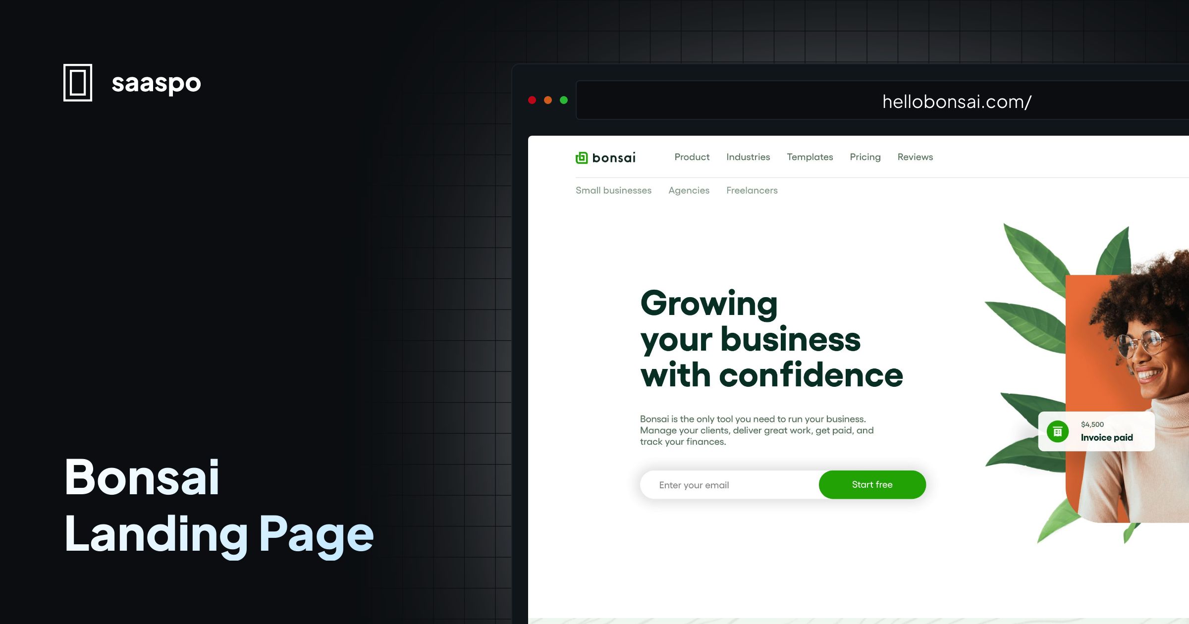 Saaspo | Bonsai Landing Page