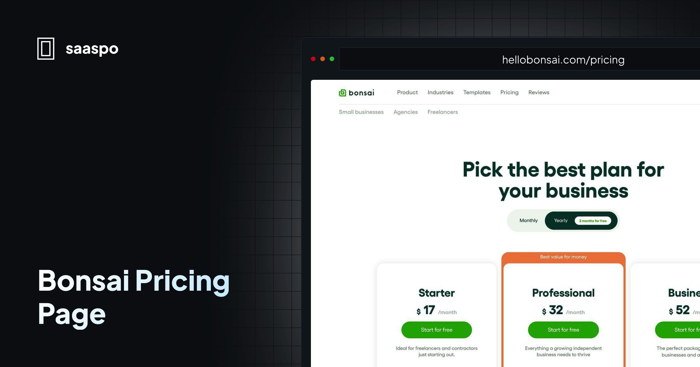 Saaspo | Bonsai Pricing Page