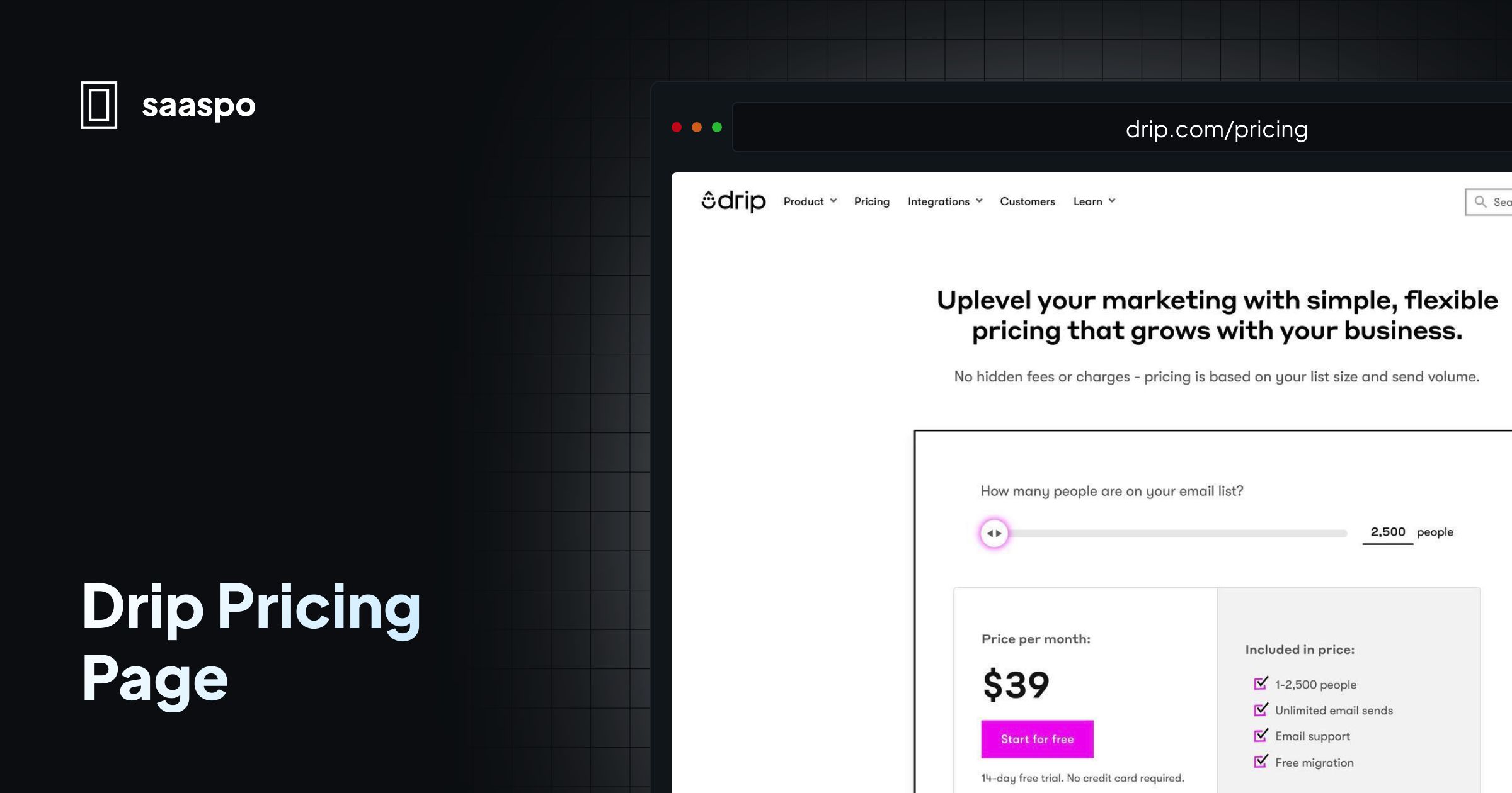 Saaspo | Drip Pricing Page