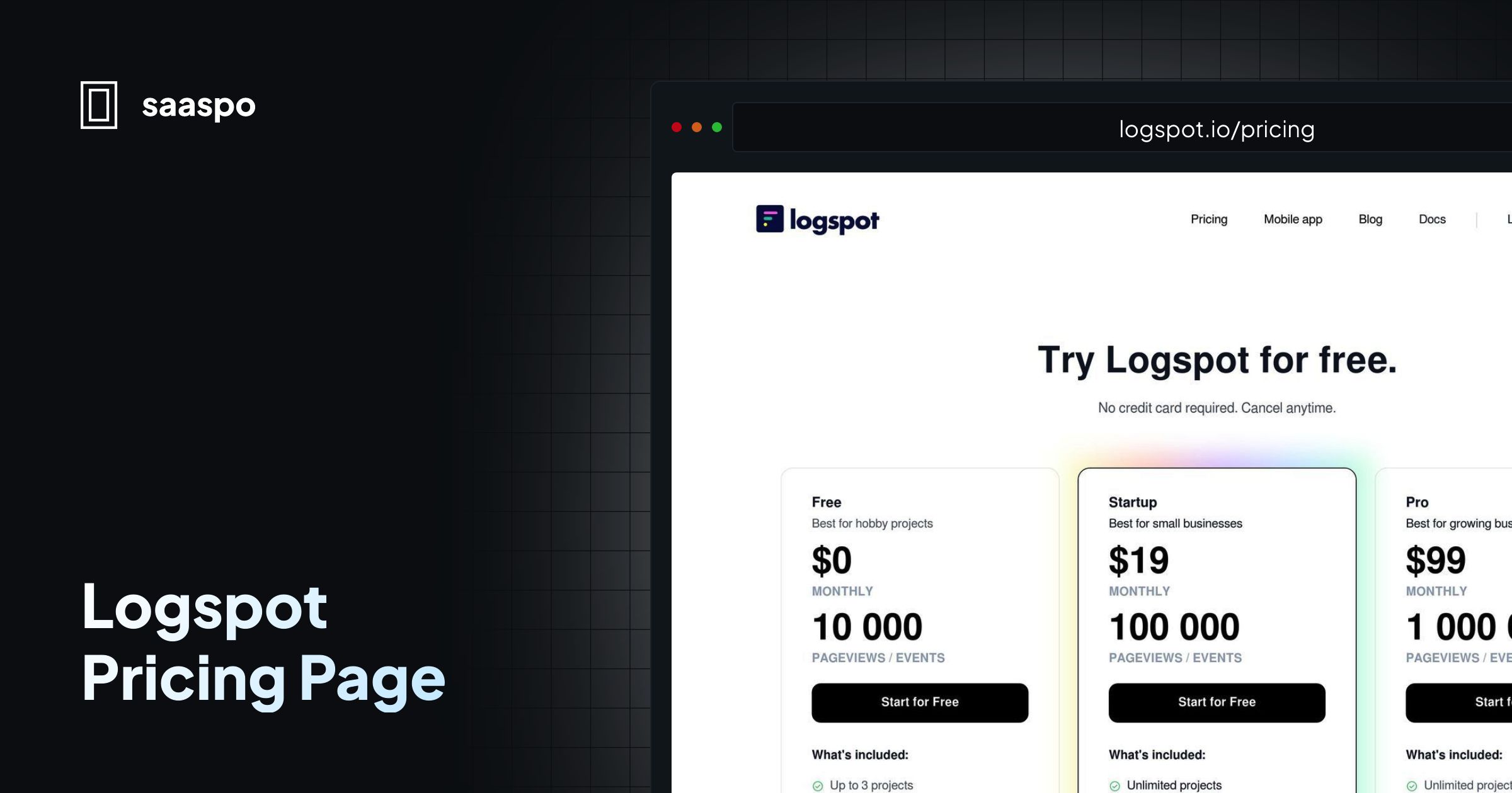 Saaspo | Logspot Pricing Page