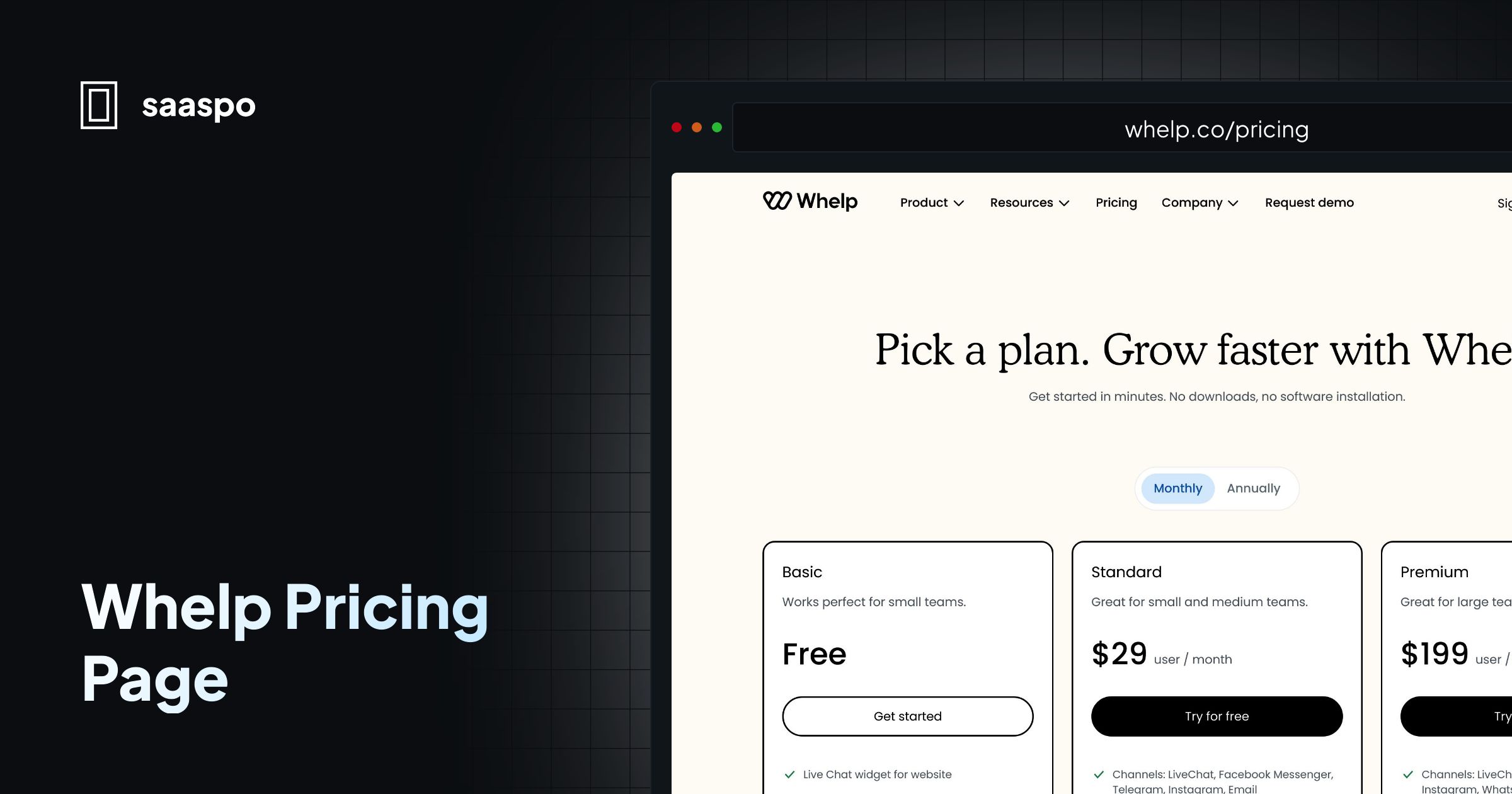 Saaspo | Whelp Pricing Page