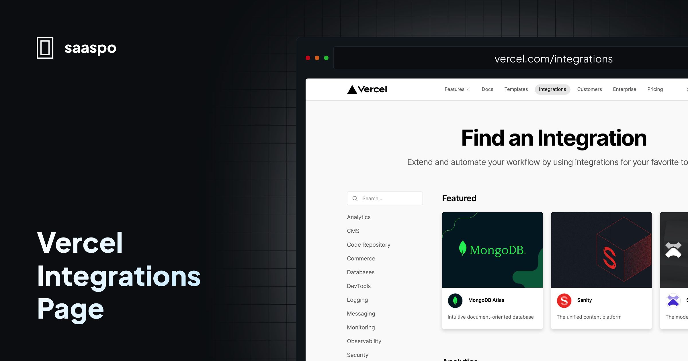 Saaspo | Vercel Integrations Page