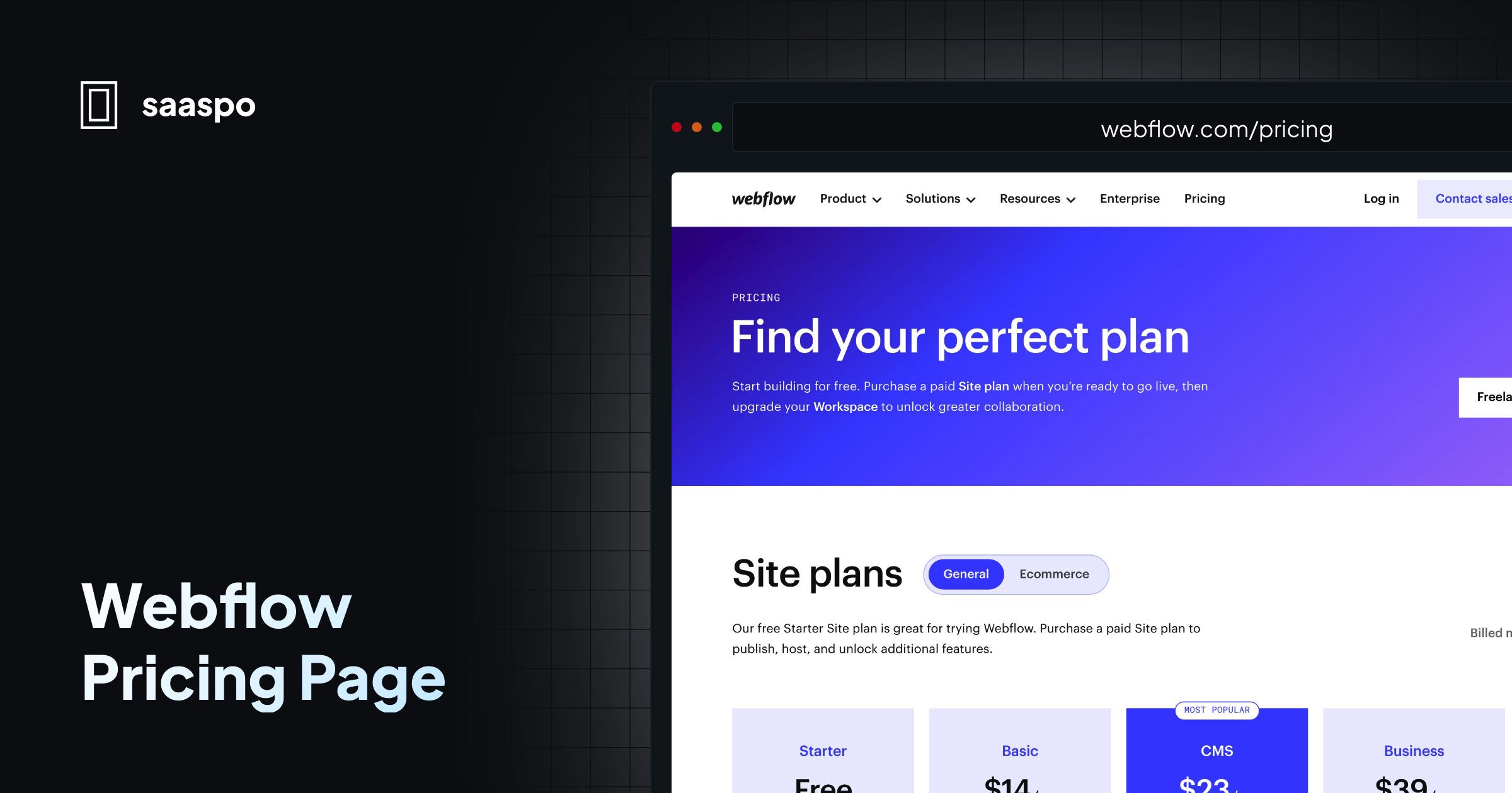 Saaspo | Webflow Pricing Page