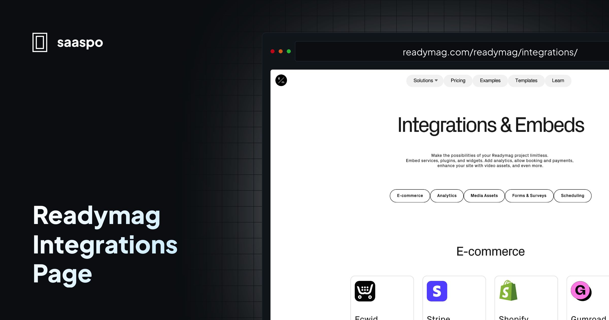 Saaspo | Readymag Integrations Page
