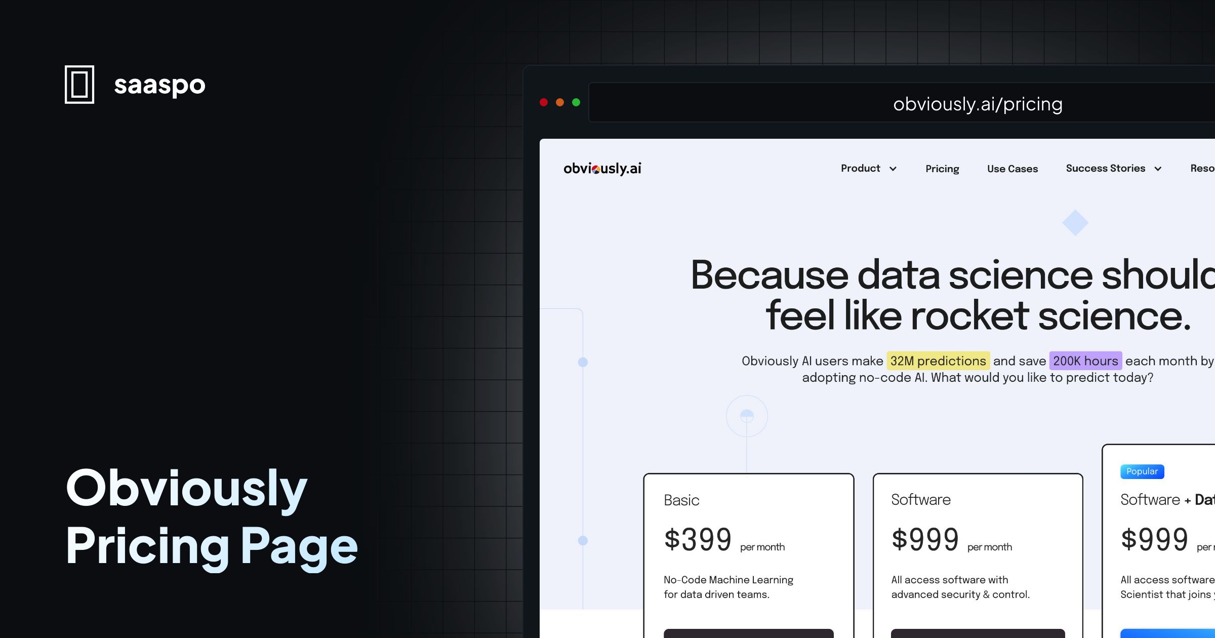 Saaspo | Obviously Pricing Page