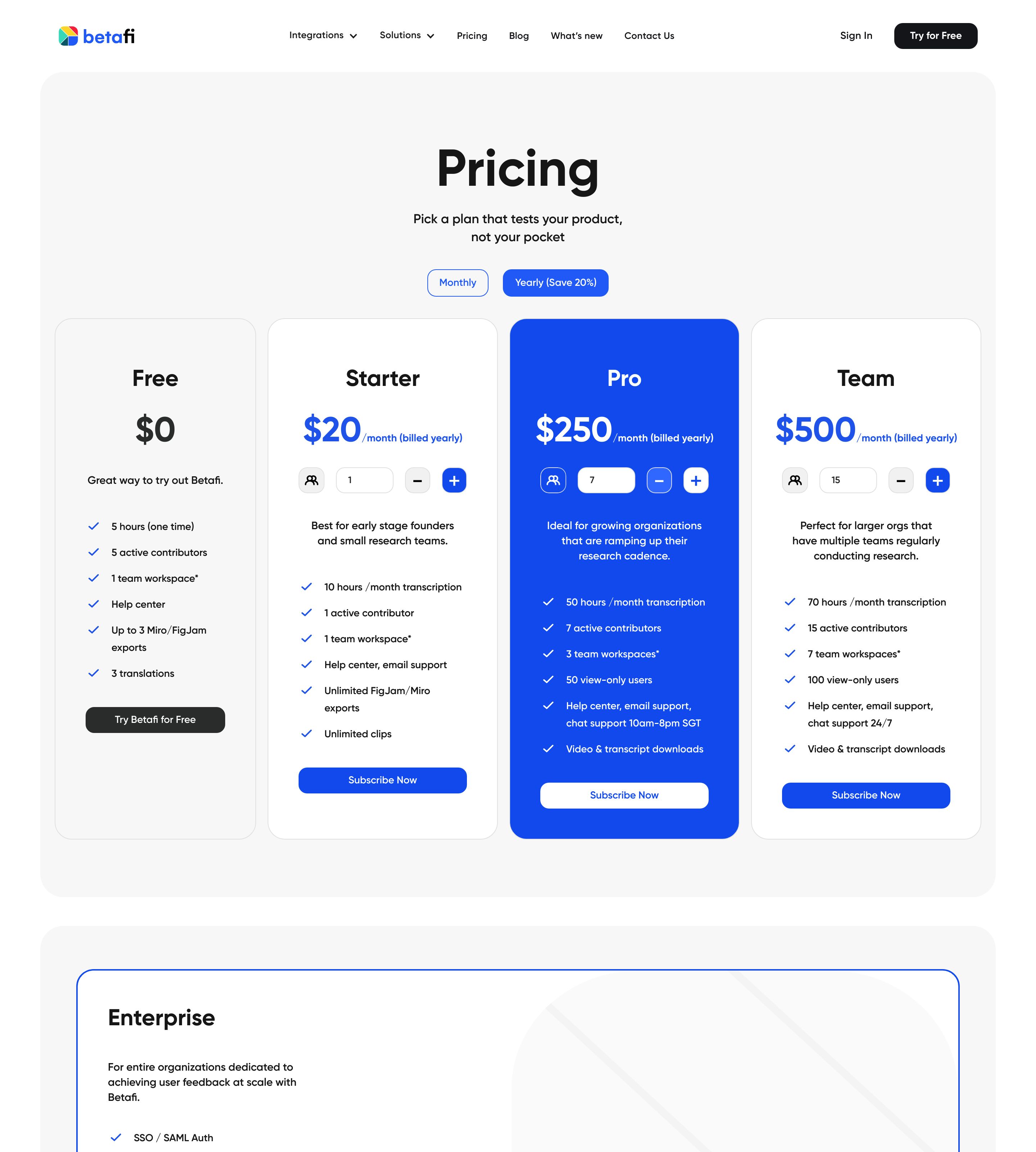 Saaspo | Gigasheet Pricing Page