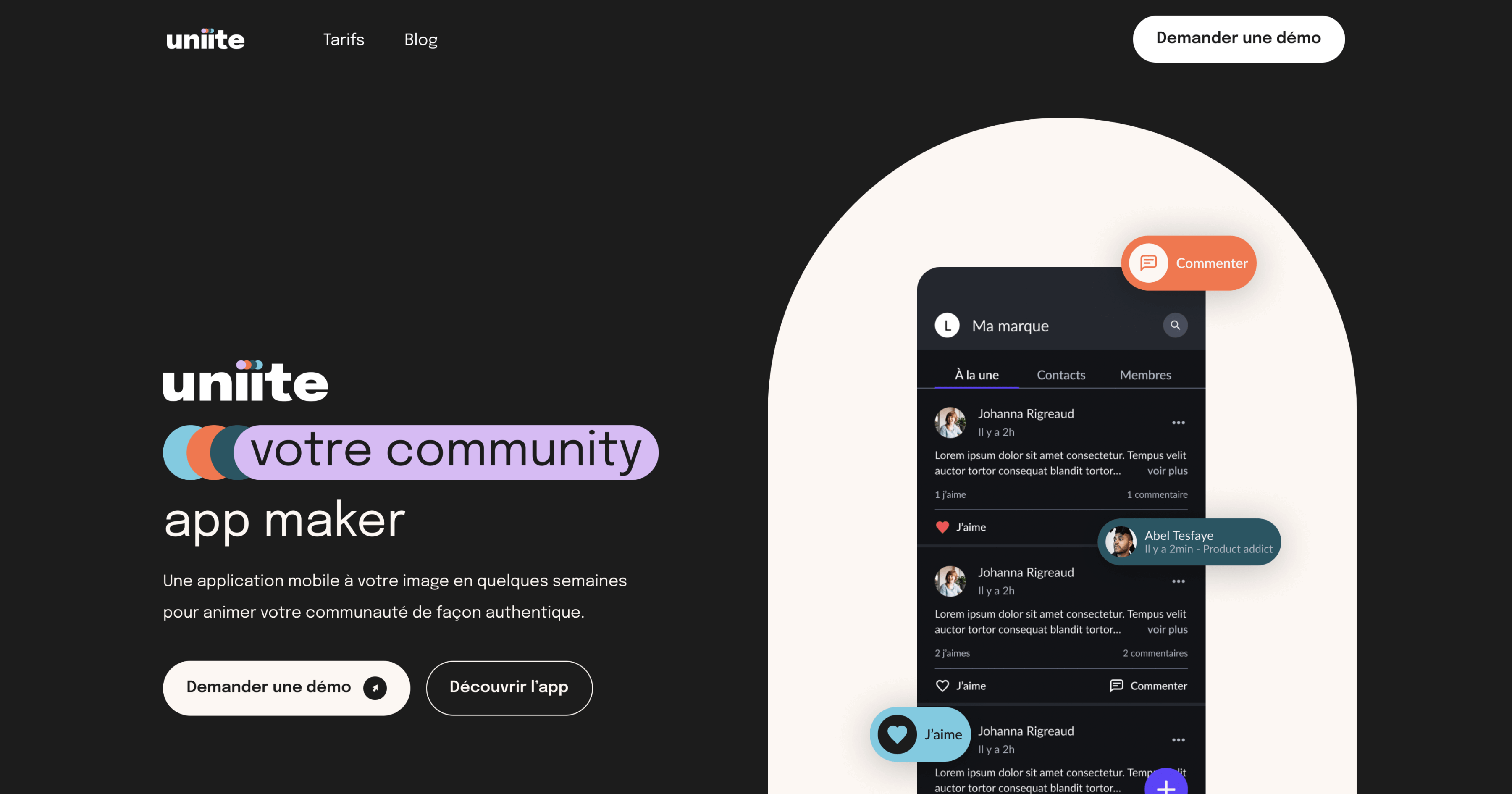 Uniite | Votre Community App Maker