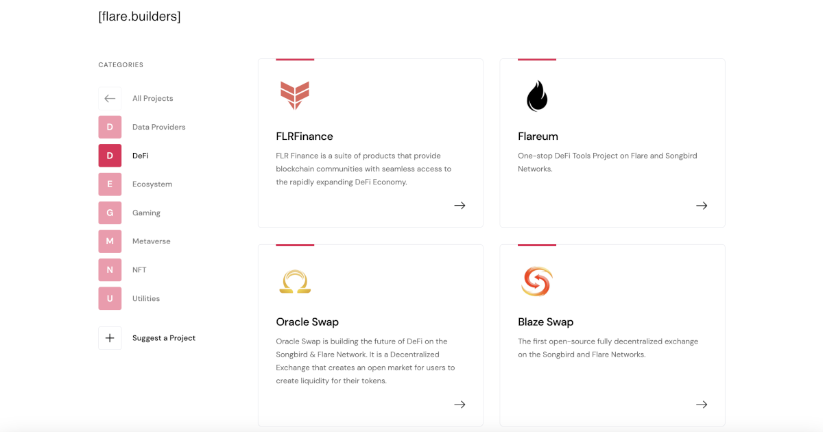 DeFi (8) Projects Built on Songbird & Flare Networks