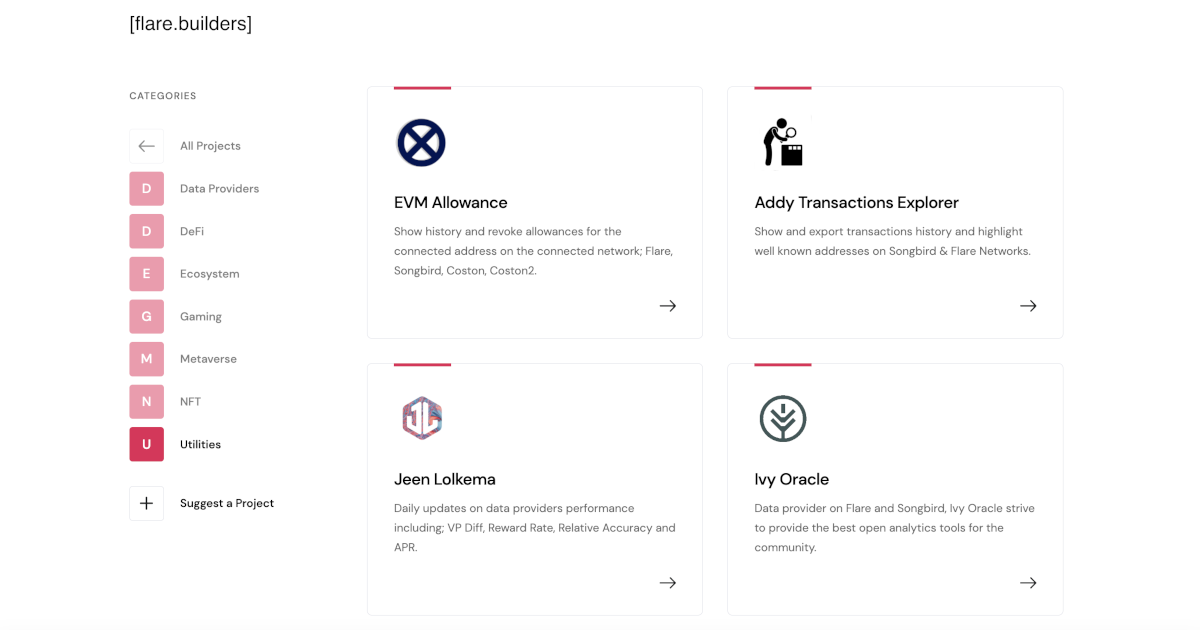 Utilities (56) Projects Built on Songbird & Flare Networks