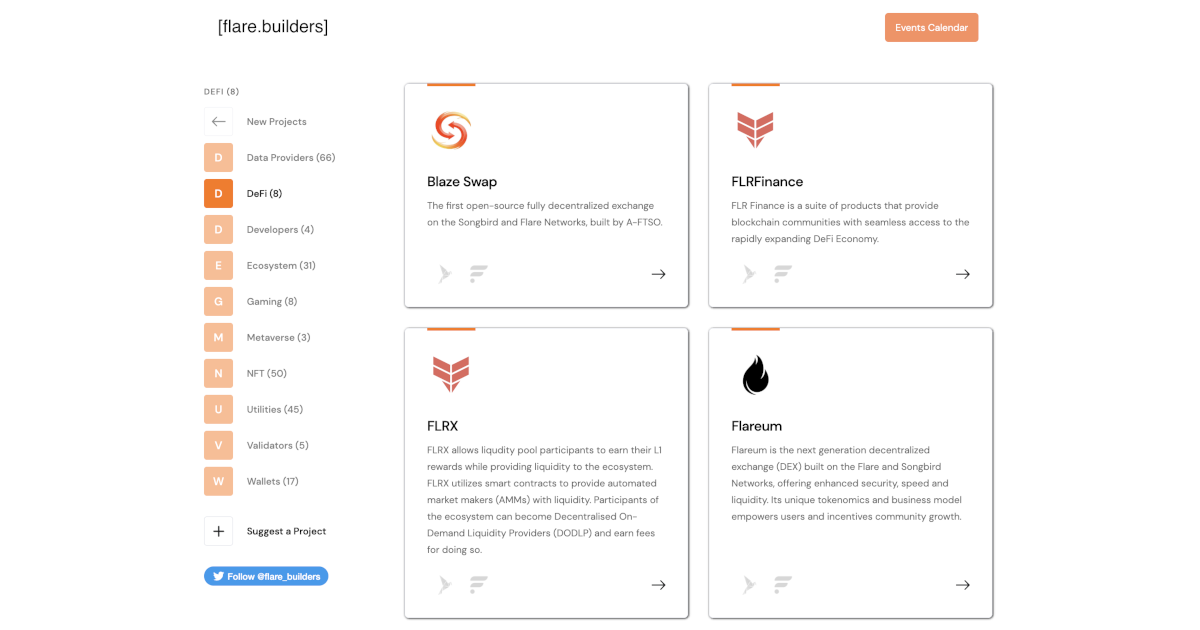 DeFi (9) Projects Built on Songbird & Flare Networks