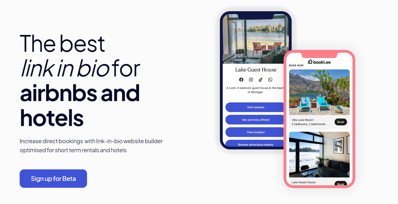Best link in bio website builder for short term rentals and hotels