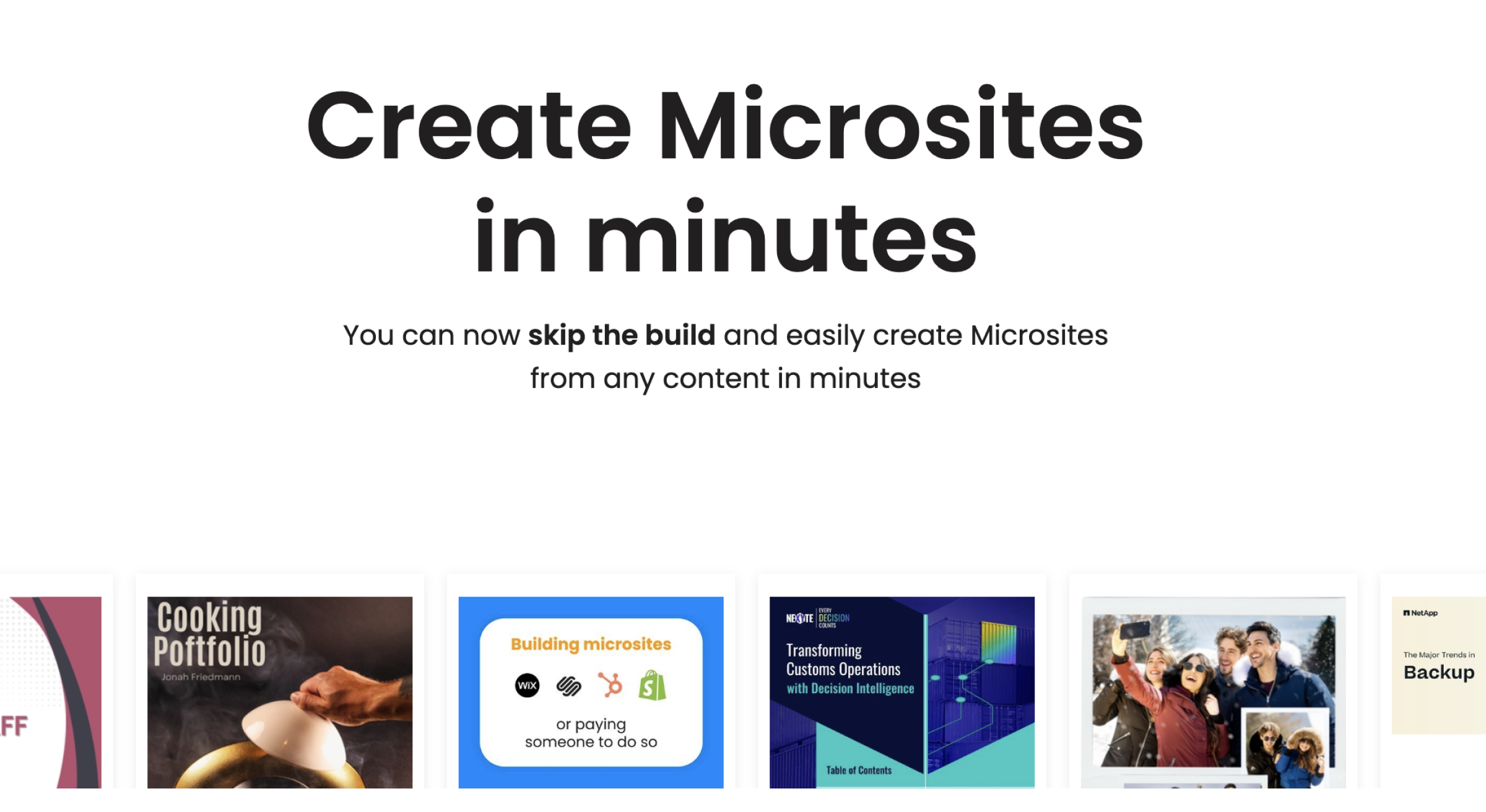 Create Microsites from any content in minutes for free