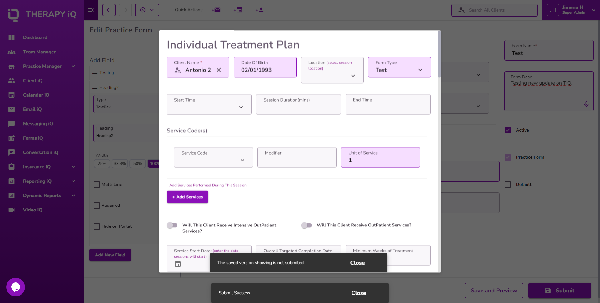 How to Create Practice Forms in Forms iQ - TiQ Help Center