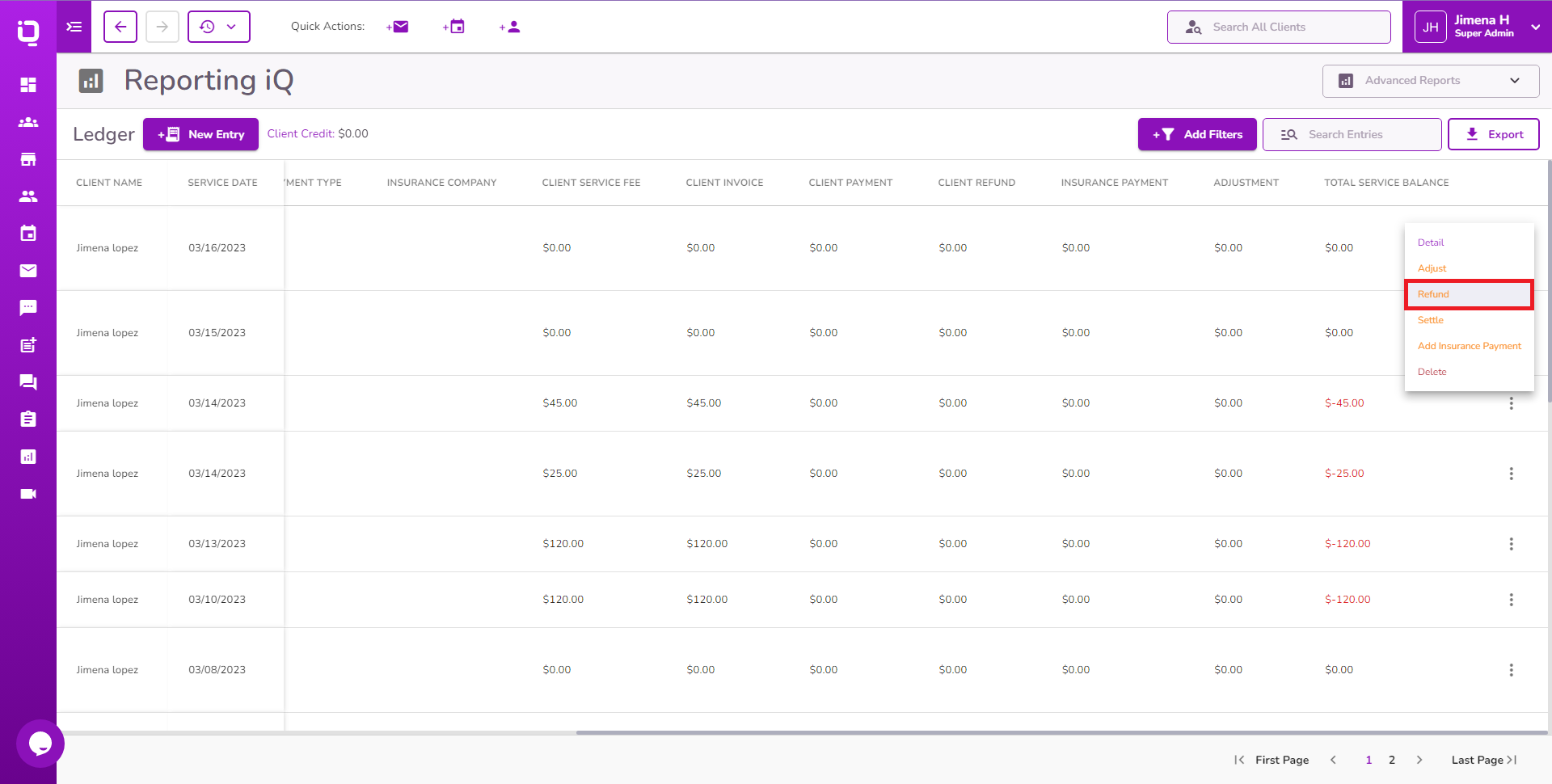 How to Issue a Client Refund, Adjust and Settle an Invoice - TiQ Help ...