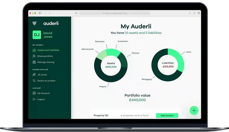 Auderli. We help you organise and share your important life information in one safe space