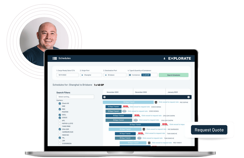 Explorate | Every vessel. One Screen | Shipment Schedules