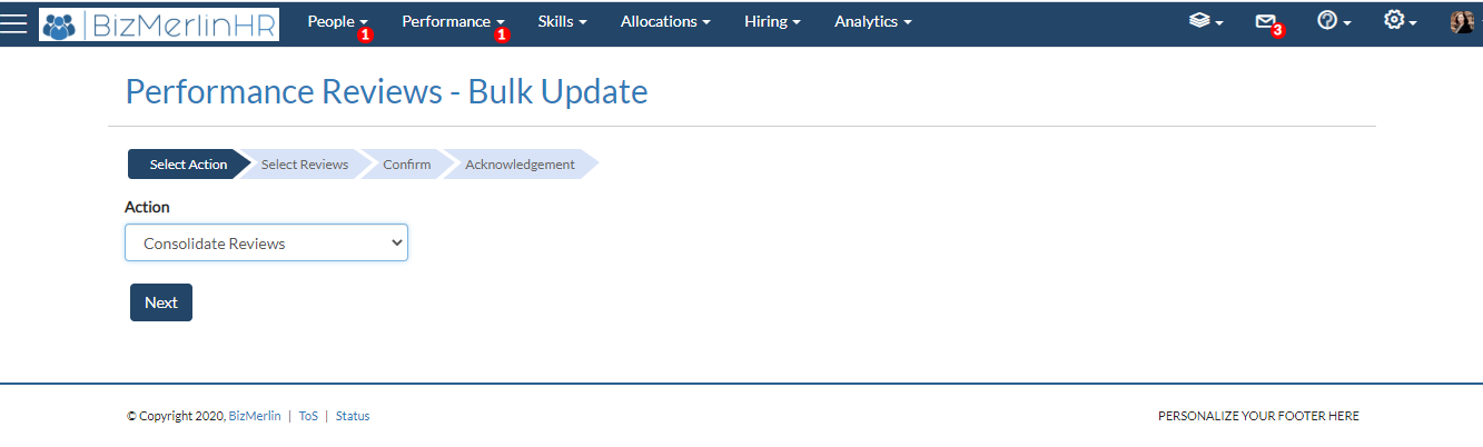 Bulk Updates on Performance Reviews