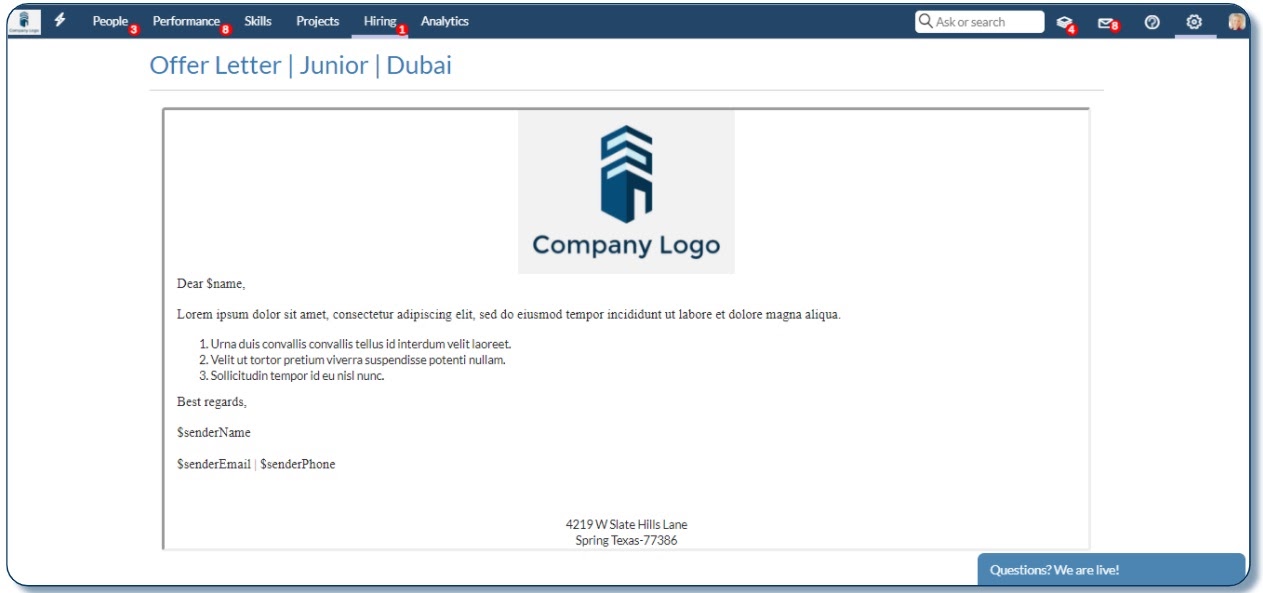 Offer Letter Management