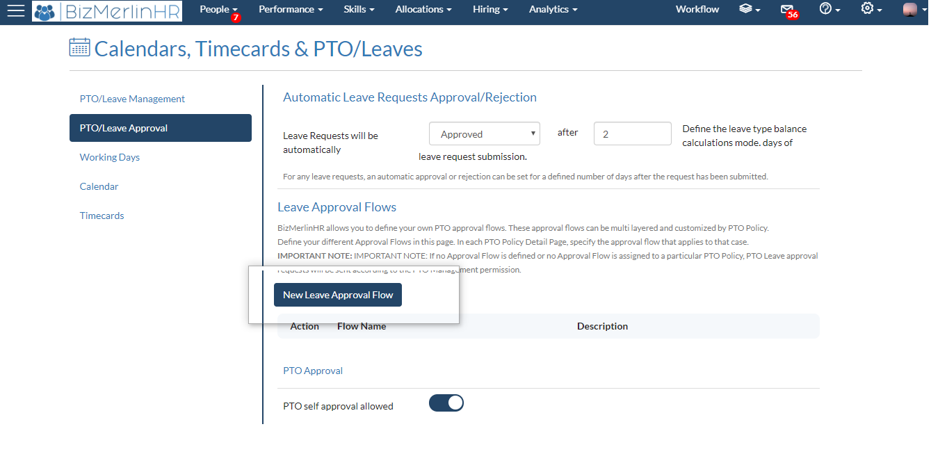 Setting up PTO approval flows