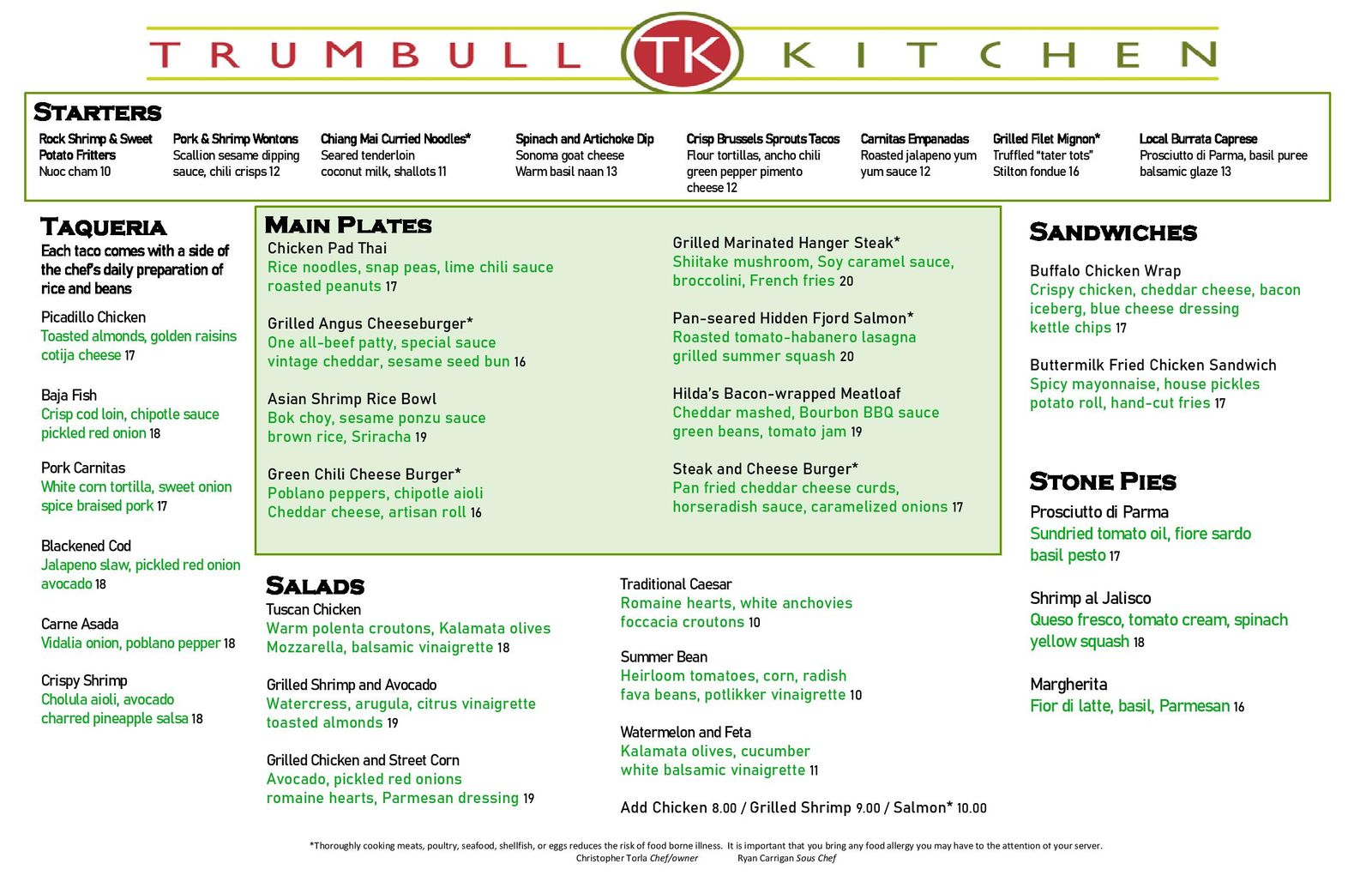 Lunch Menu | Trumbull Kitchen | Max Hospitality