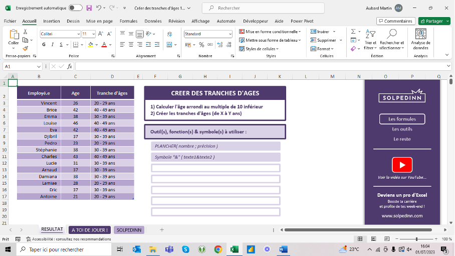 Comment calculer des tranches d’âges avec Excel