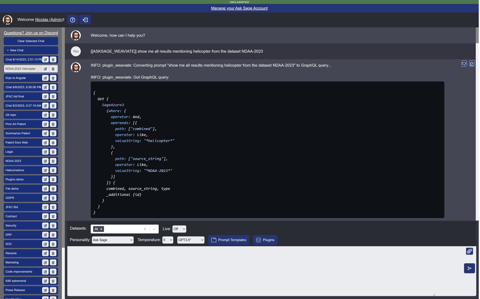 Ask Sage - GPT for government with CUI