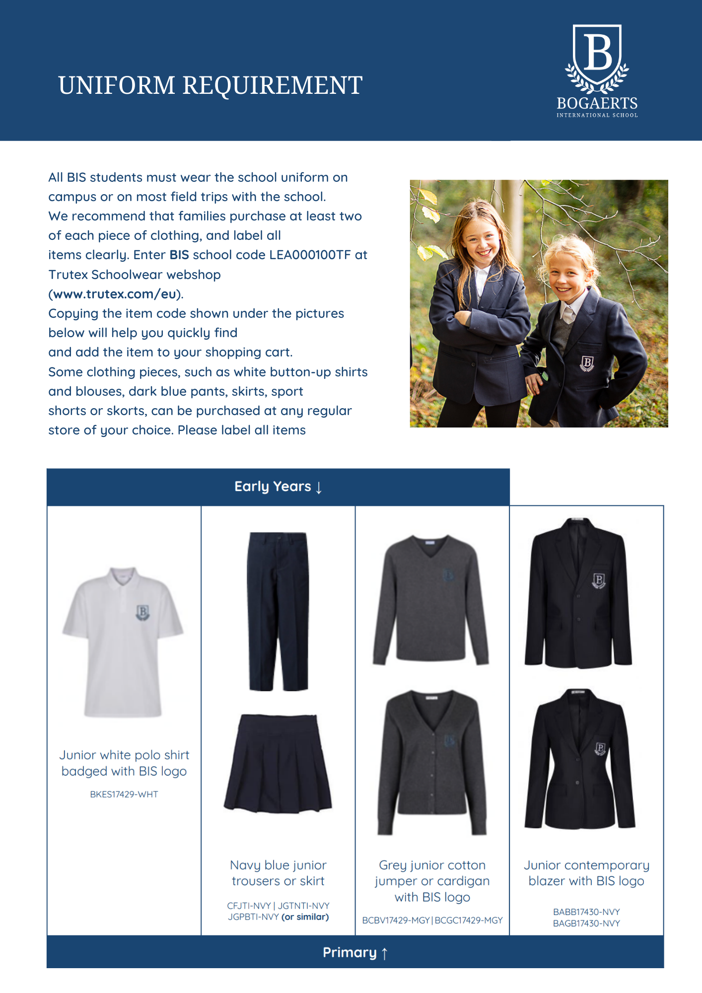 Bogaerts International School - School Uniform
