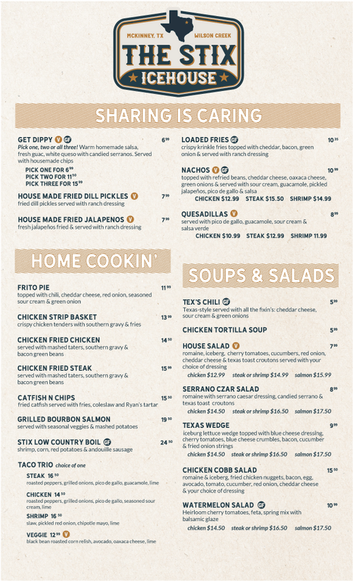 Menu - The Stix Icehouse