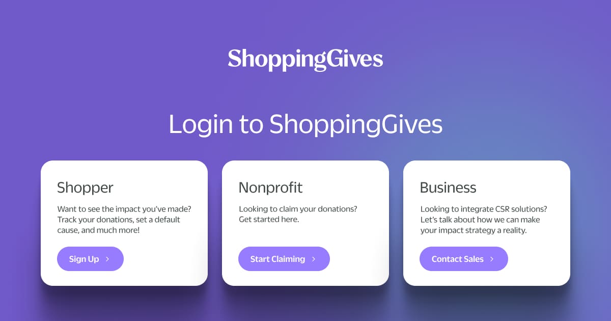 Login | ShoppingGives