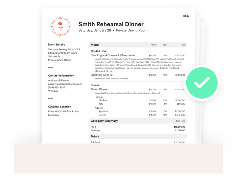 FREE Banquet Event Order (BEO) Template
