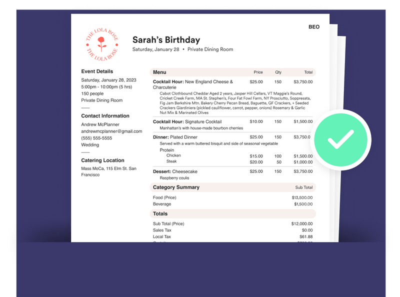 FREE Banquet Event Order (BEO) Template