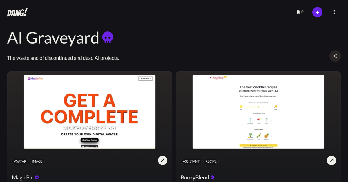 AI Graveyard - List of Dead AI Tools & Services
