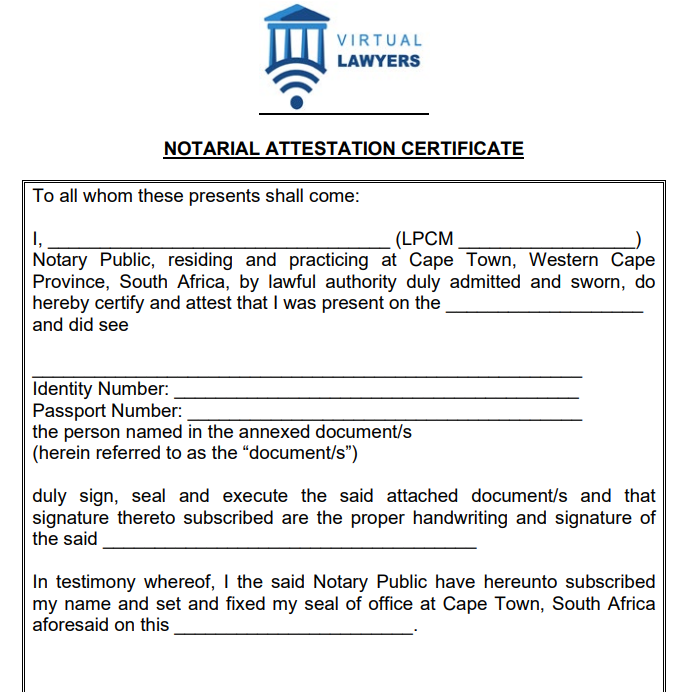 Notarial services - Virtual Lawyers