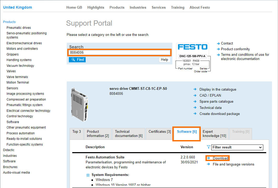 Festo Servo Motor Tutorial - CMMT-ST-C8-1C-EP-S0 Festo Automation Suite Drive Software Installation