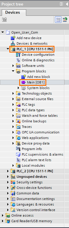 Open User Communication in Siemens TIA Portal