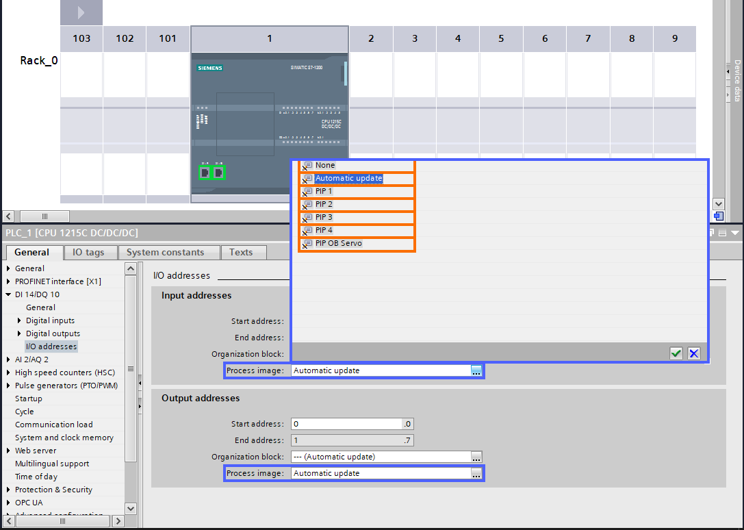 S7-1200 PLC Configuration - CPU Digital IO Settings
