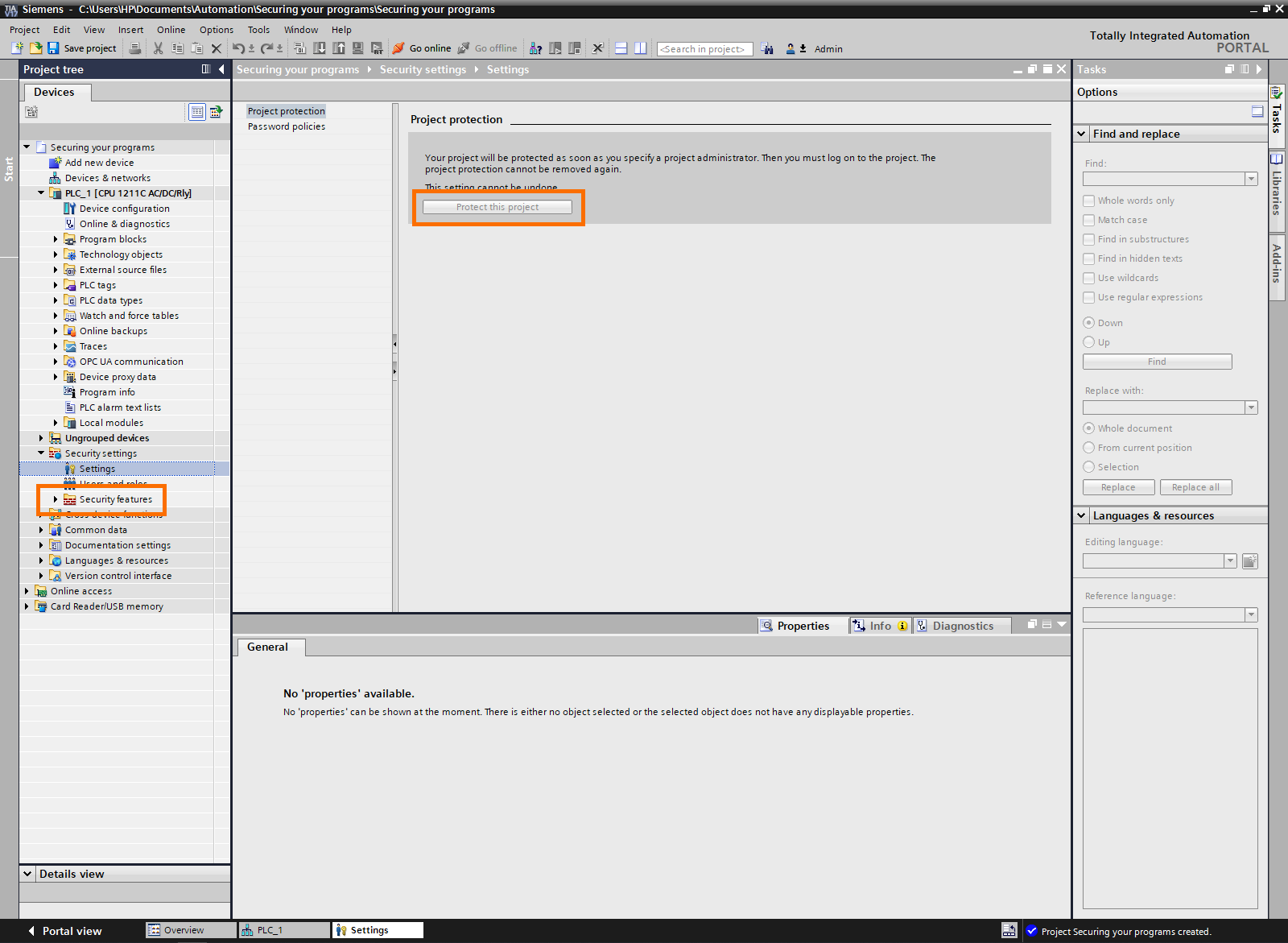 Securing your Projects and Programs in Siemens TIA Portal