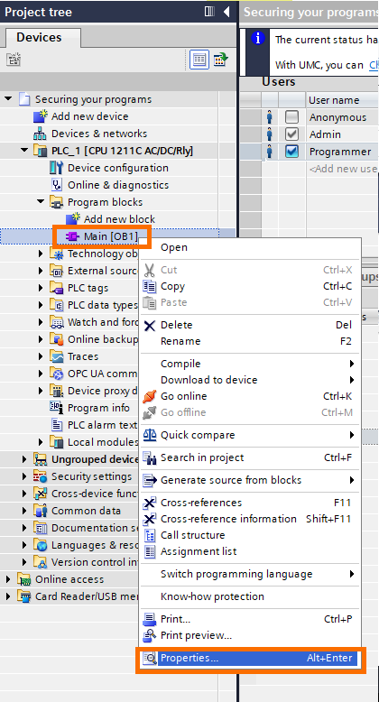 Securing your Projects and Programs in Siemens TIA Portal