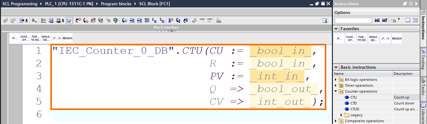 Using SCL Instructions in TIA Portal