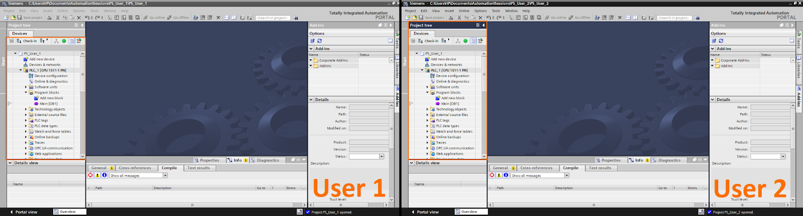 Working with multiuser engineering using TIA Portal’s Project Server