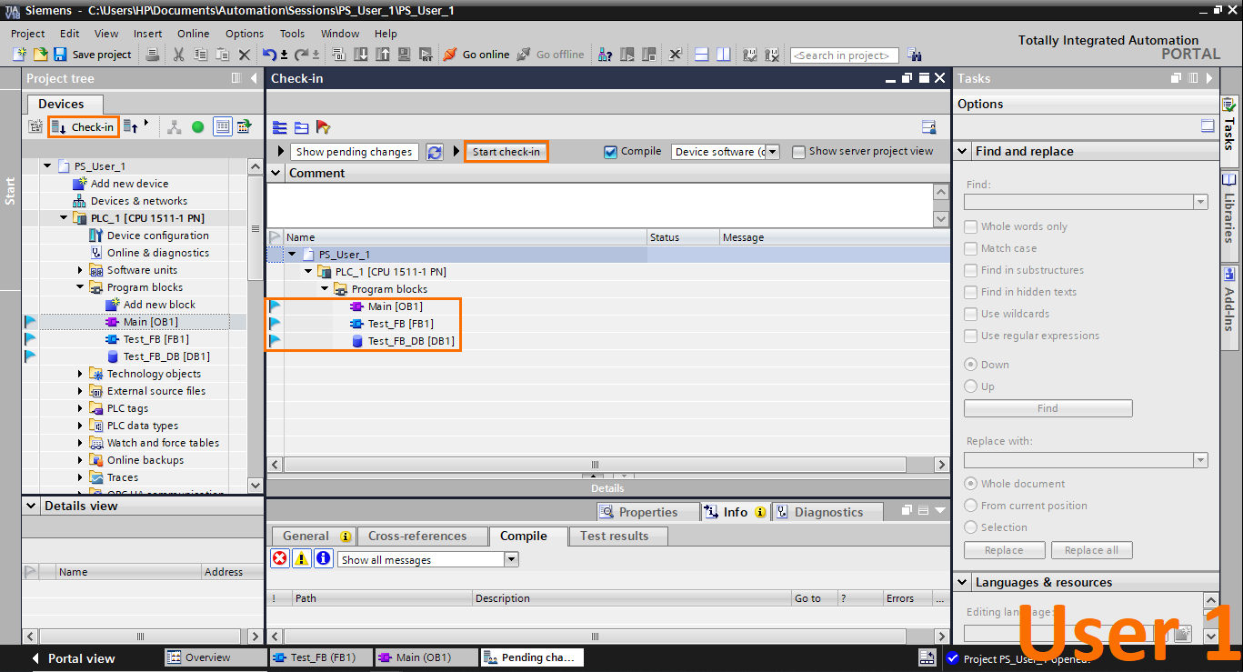 Working with multiuser engineering using TIA Portal’s Project Server