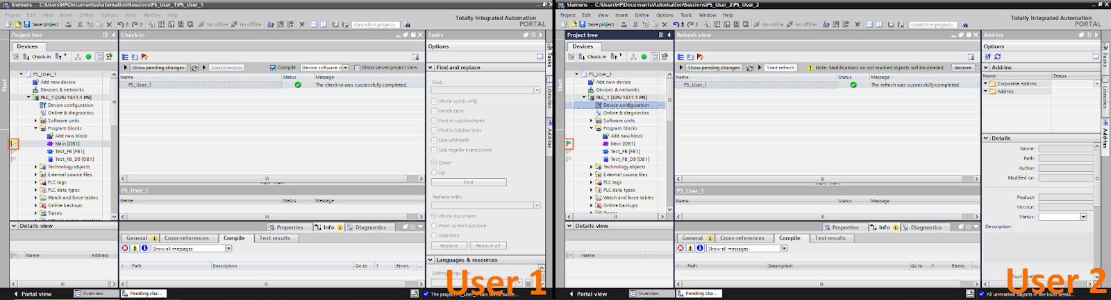 Working with multiuser engineering using TIA Portal’s Project Server