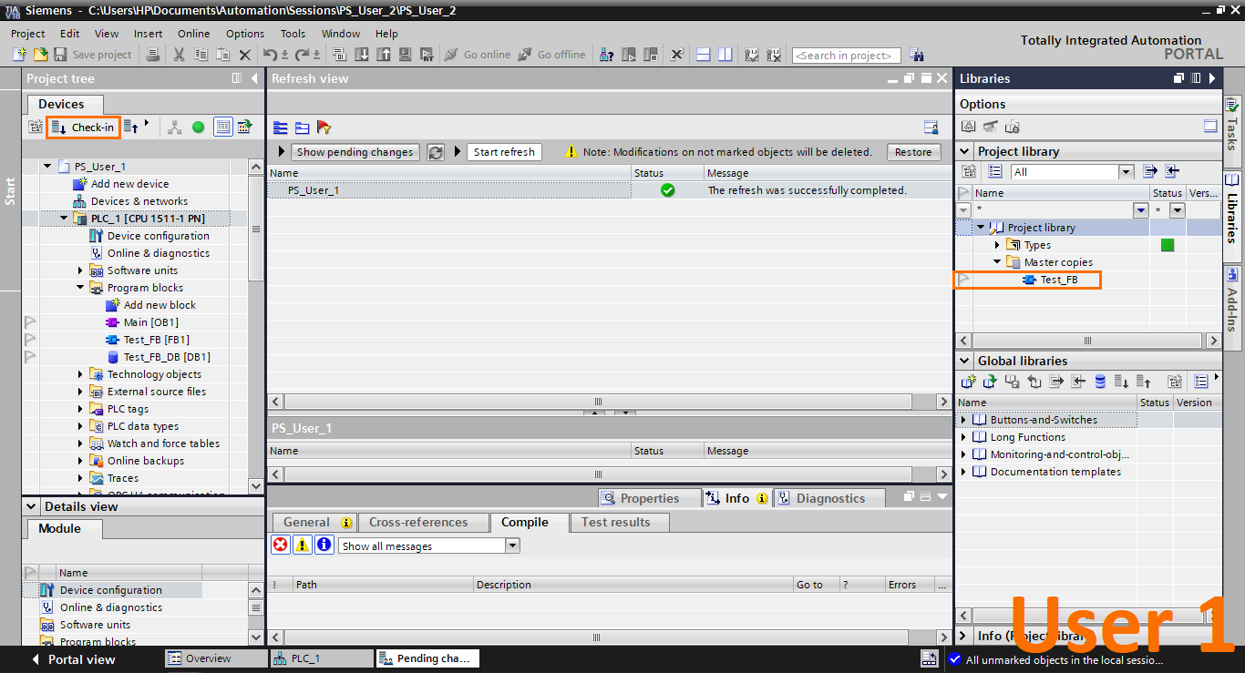 Working with multiuser engineering using TIA Portal’s Project Server