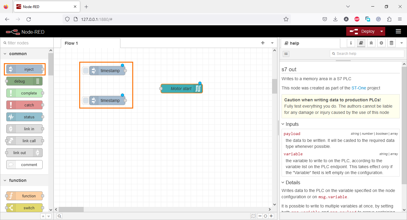 Accessing TIA Portal’s PLC tags using Node-RED