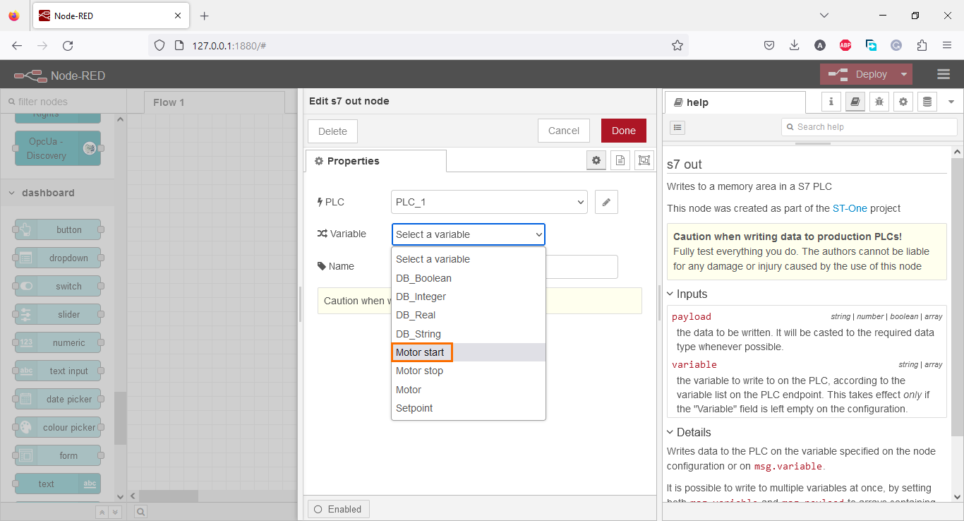 Accessing TIA Portal’s PLC tags using Node-RED