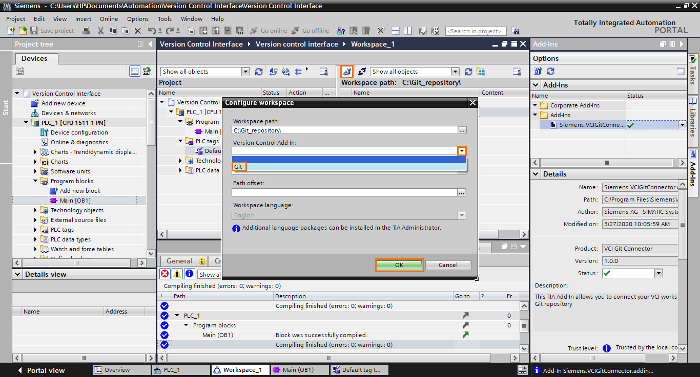 An Introduction to TIA Portal’s Version Control Interface Using Git and Github